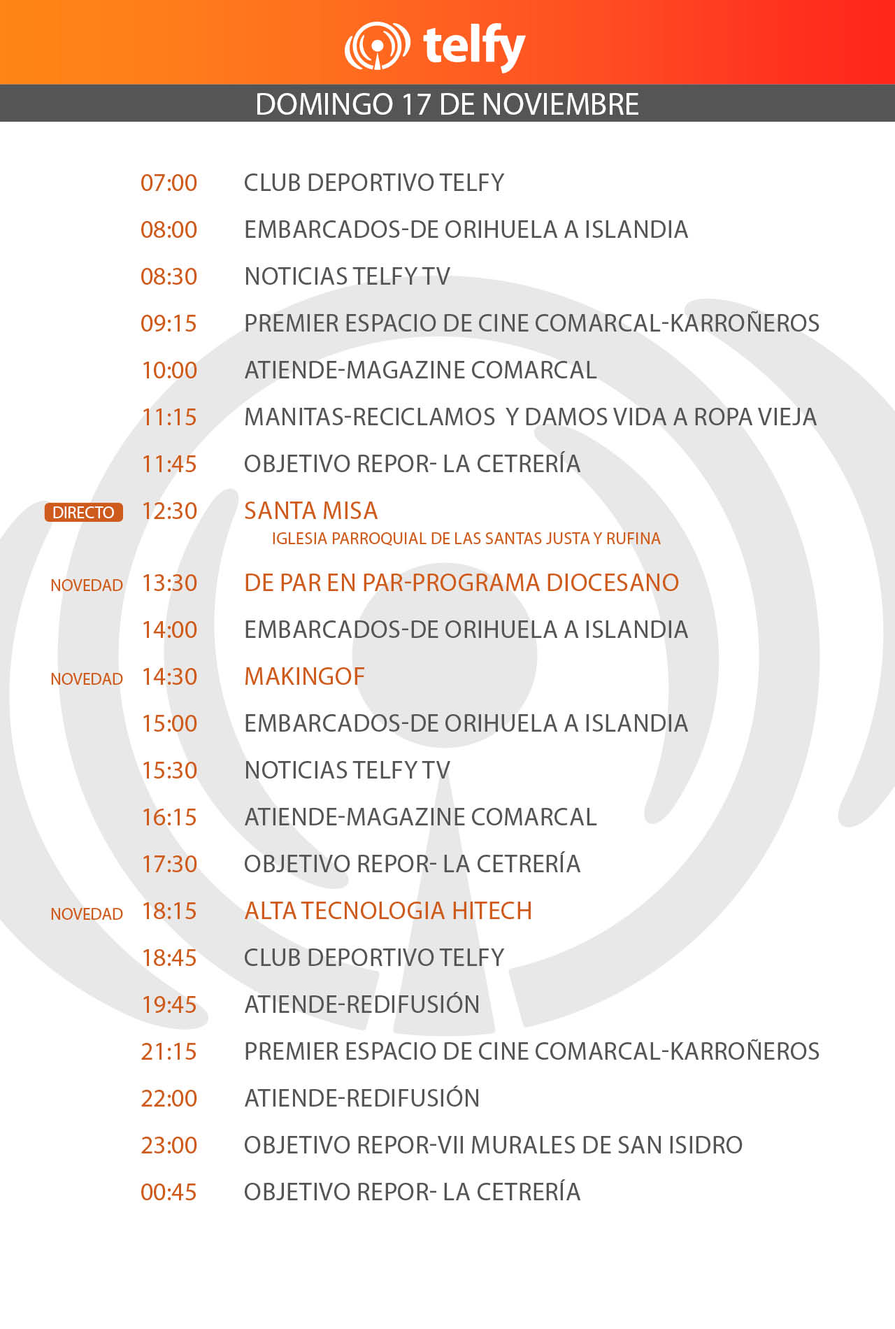 TELFY NOVIEMBRE 17 programacion - Blog Telfy