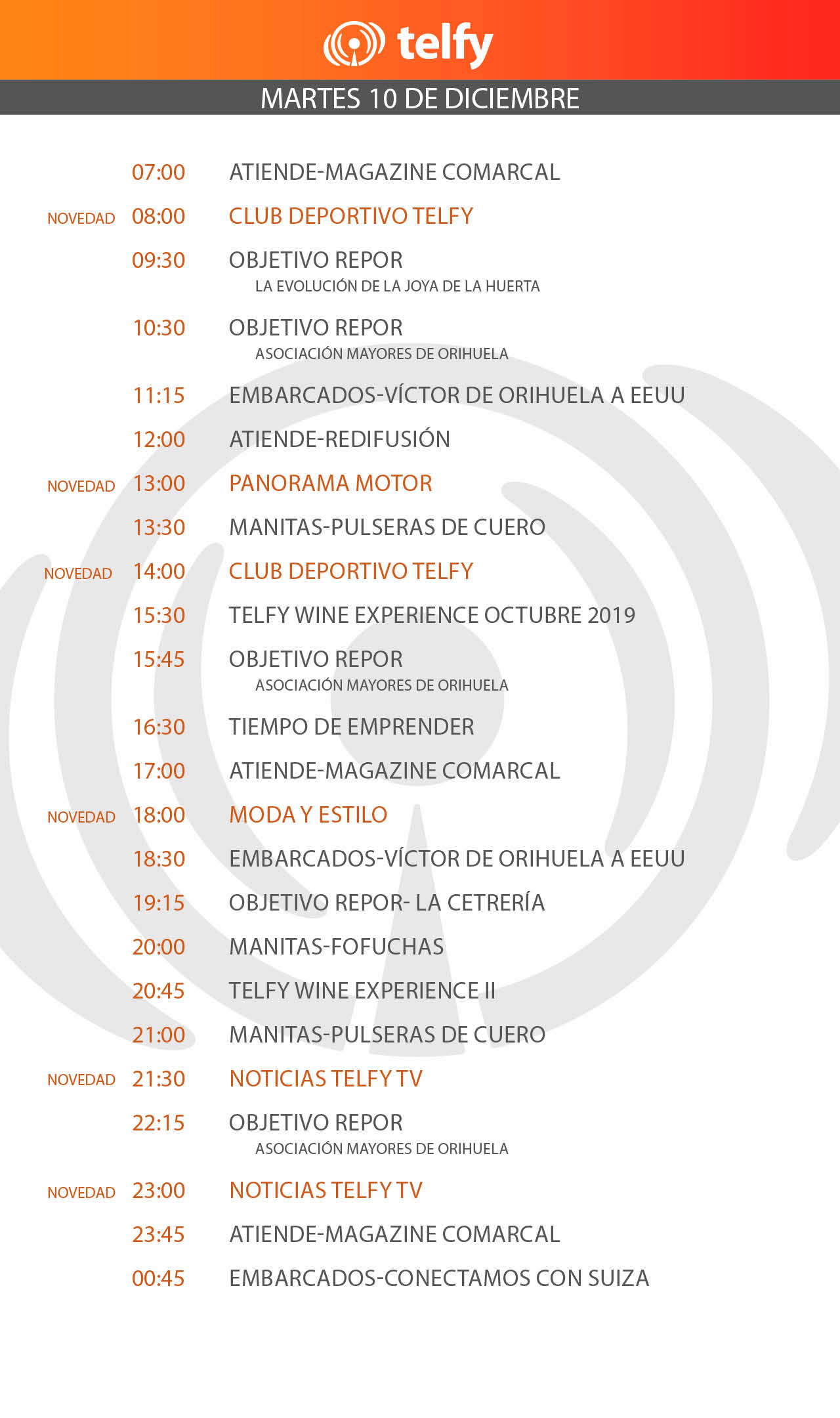 TELFY DICIEMBRE 10 programacion - Blog Telfy