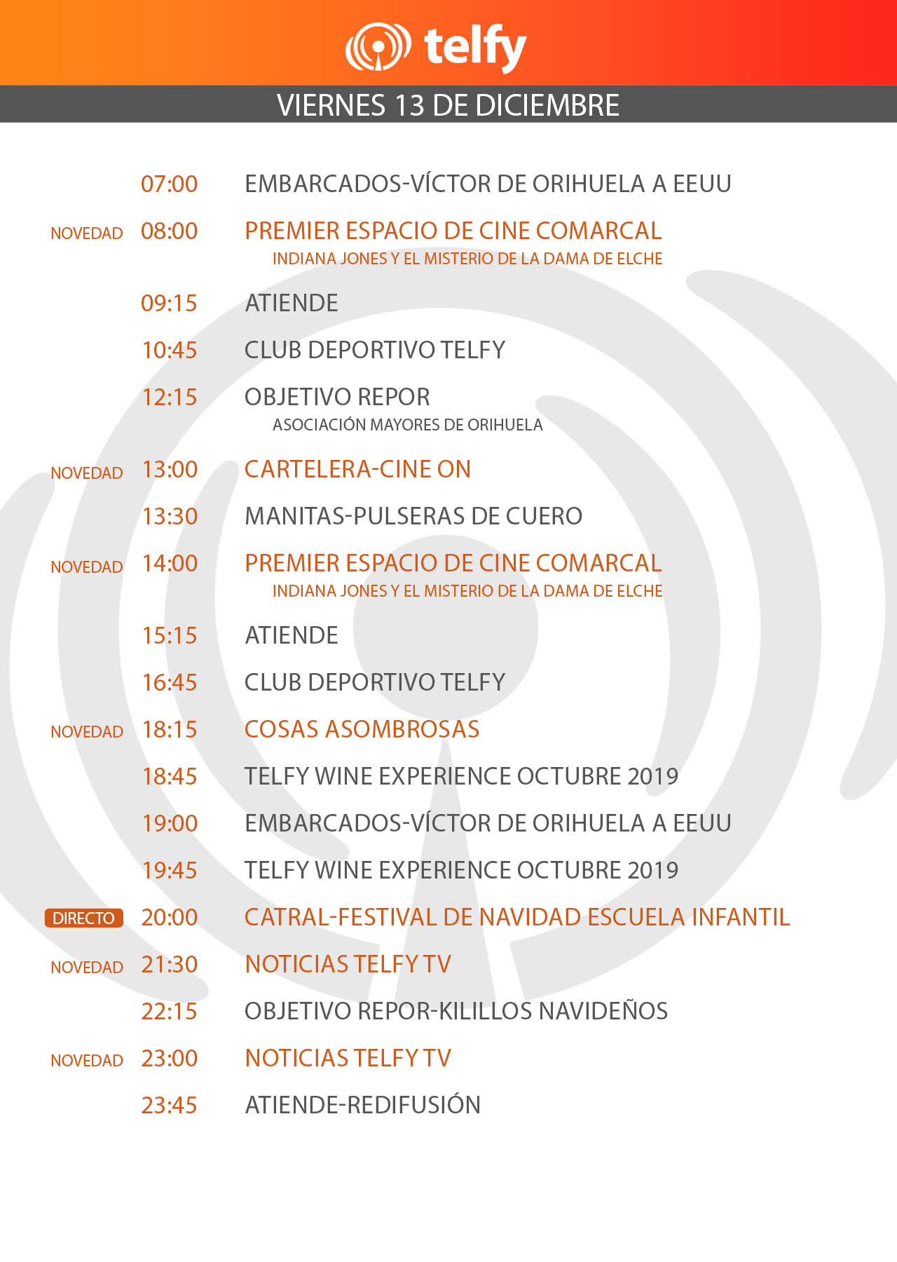 TELFY DICIEMBRE 13 programacion - Blog Telfy
