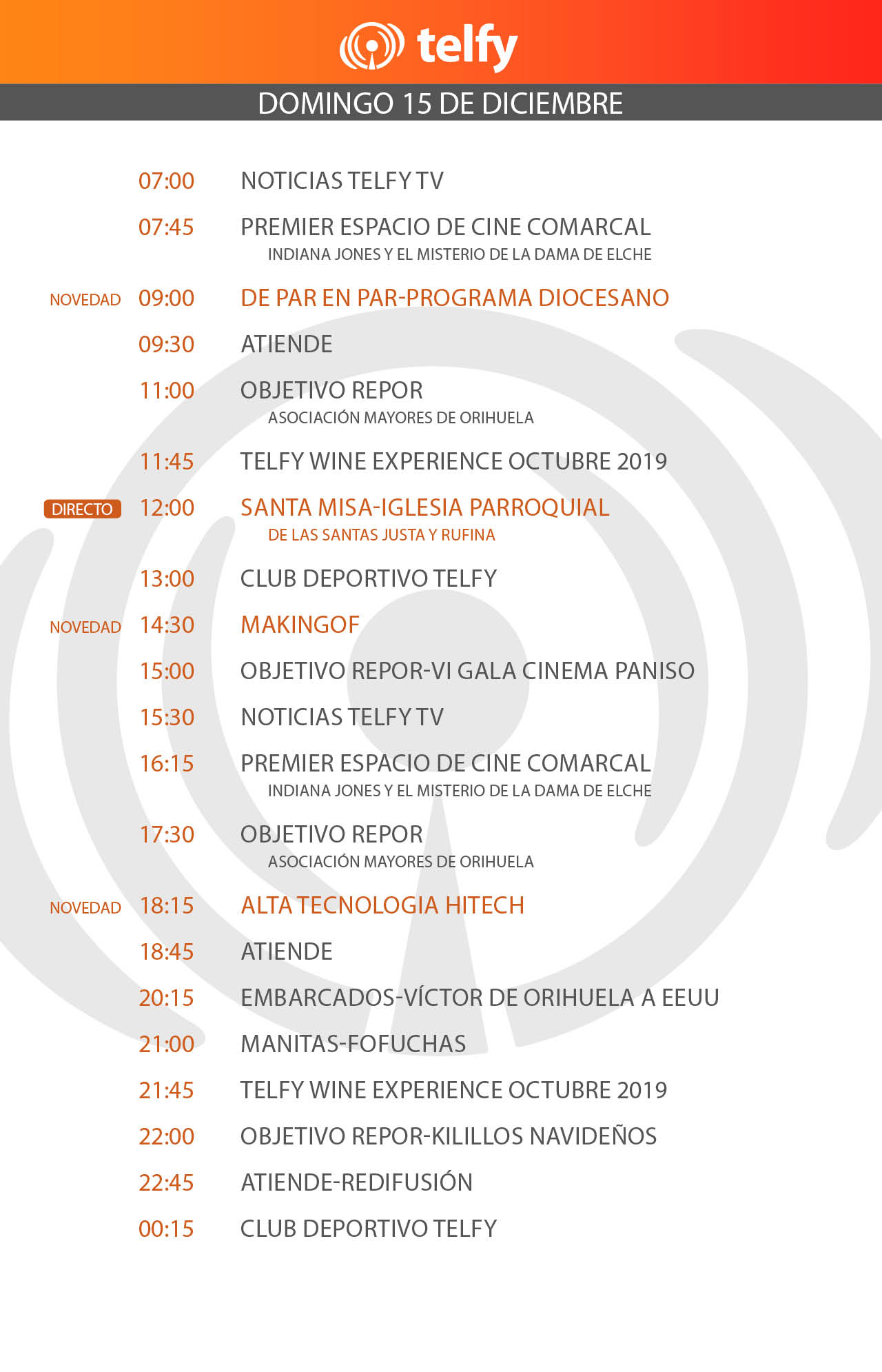 TELFY DICIEMBRE 15 programacion - Blog Telfy