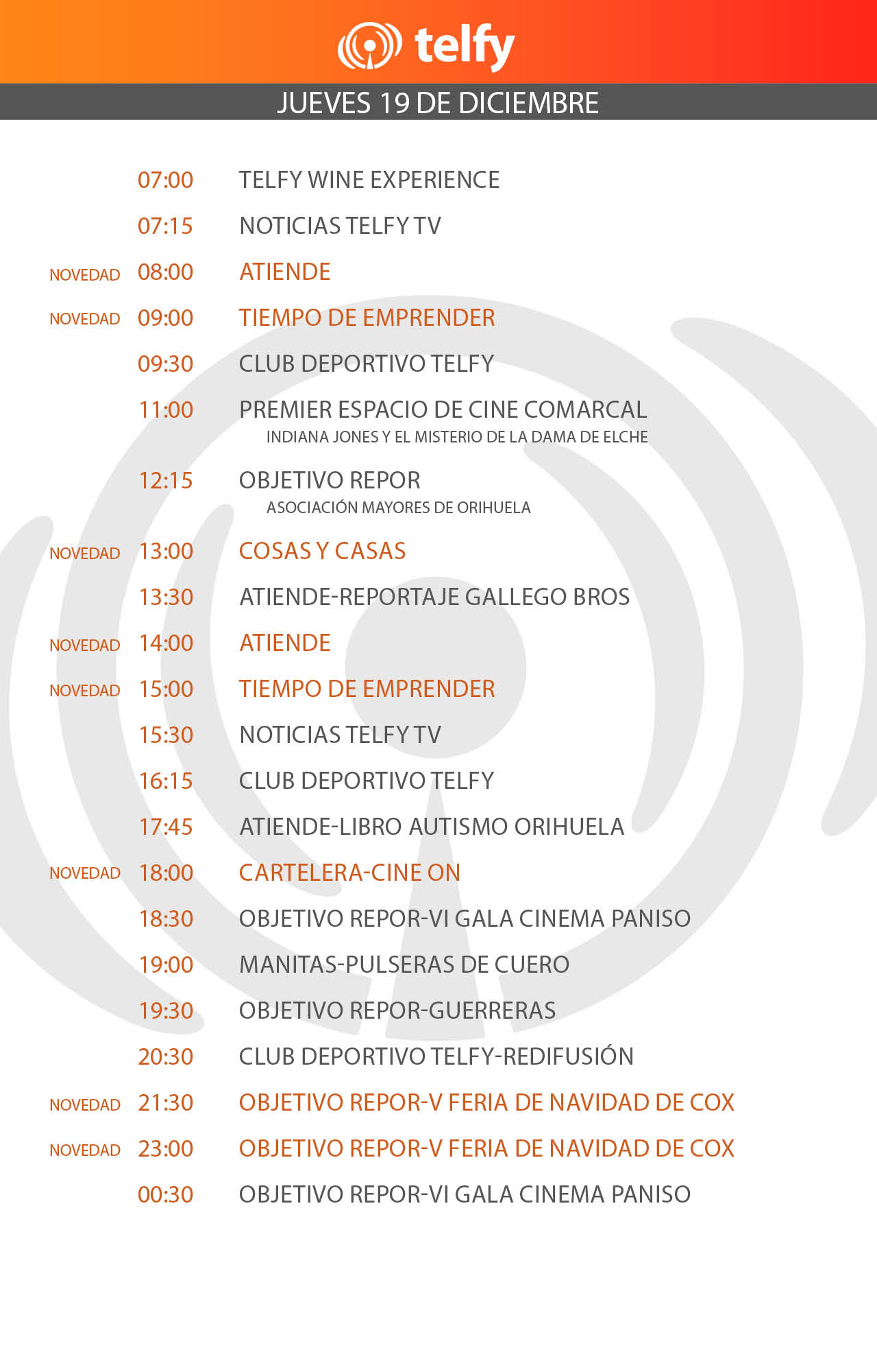 TELFY DICIEMBRE 19 programacion - Blog Telfy