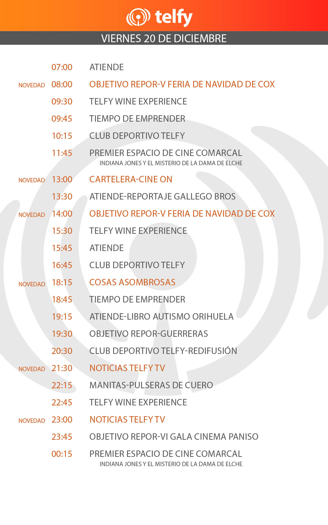 TELFY DICIEMBRE 20 programacion - Blog Telfy