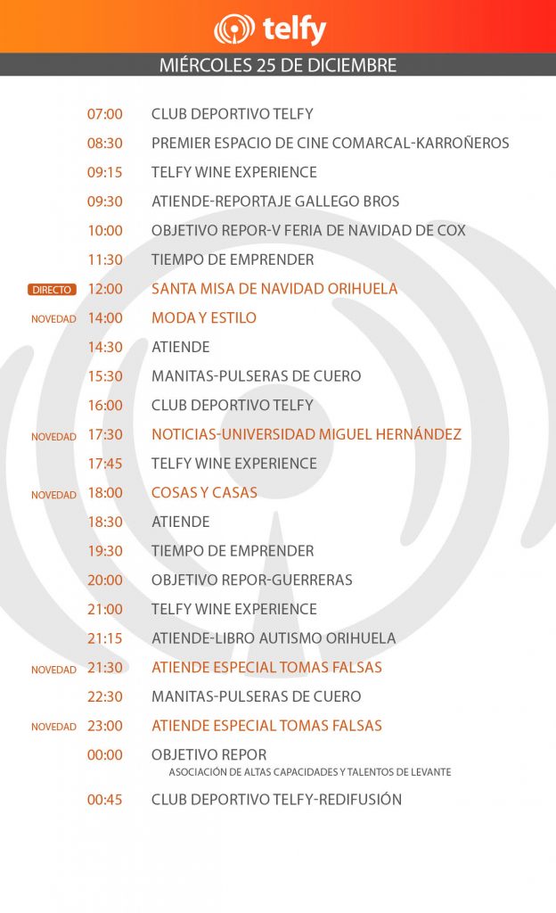 TELFY DICIEMBRE 25 programacion - Blog Telfy