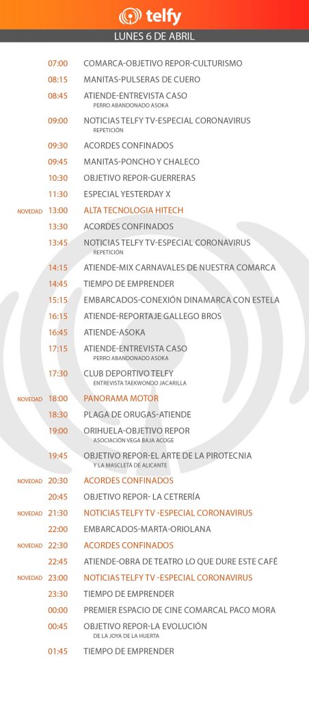TELFY ABRIL 2020 06 programacion - Blog Telfy