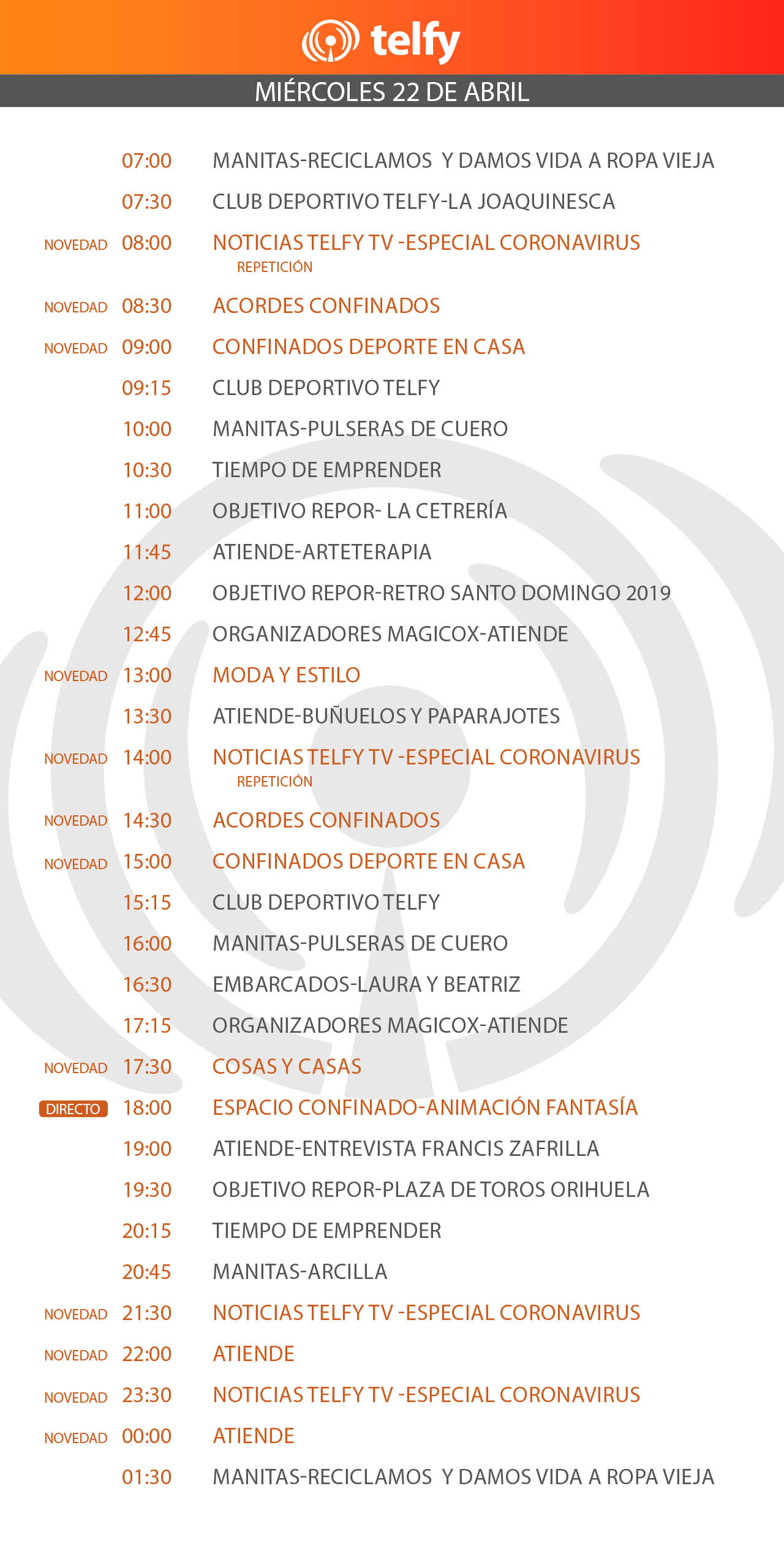 TELFY ABRIL 2020 22 programacion - Blog Telfy