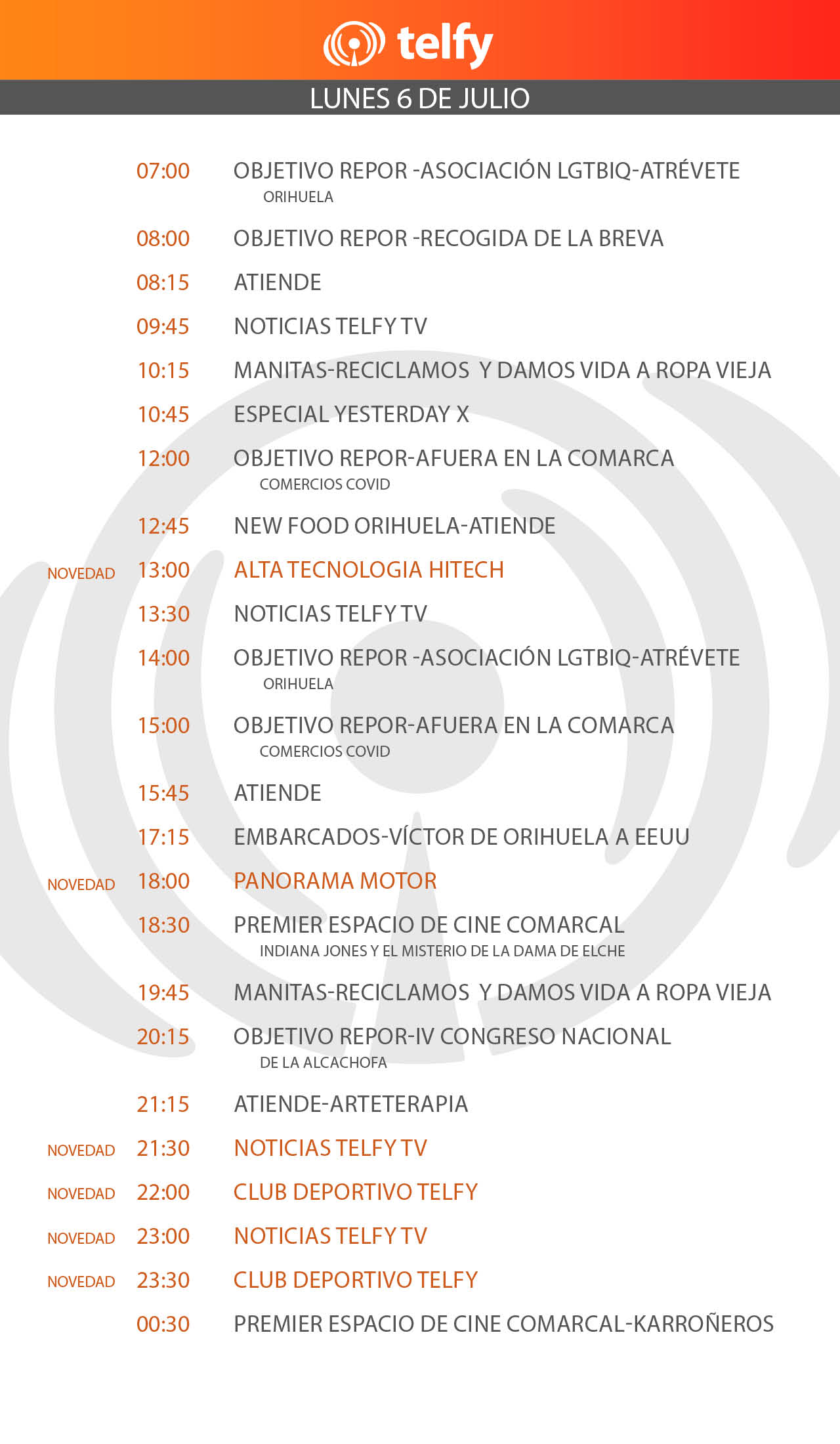 TELFY JULIO 06 programacion - Blog Telfy